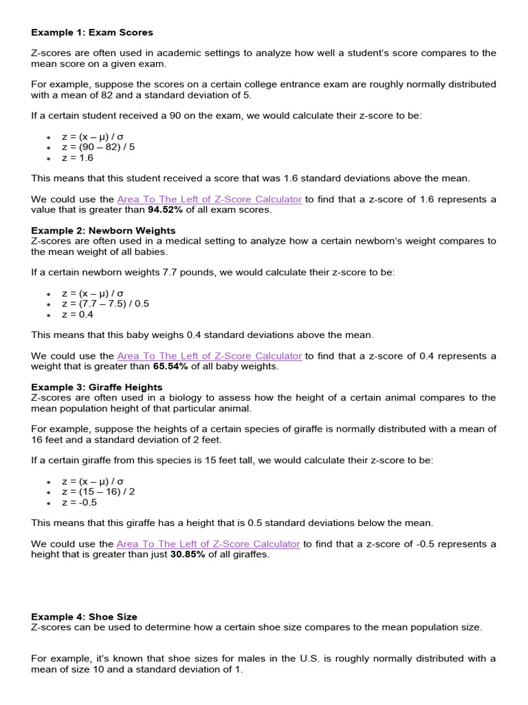 Statistics Z Score | PDF | Standard Score | Standard Deviation