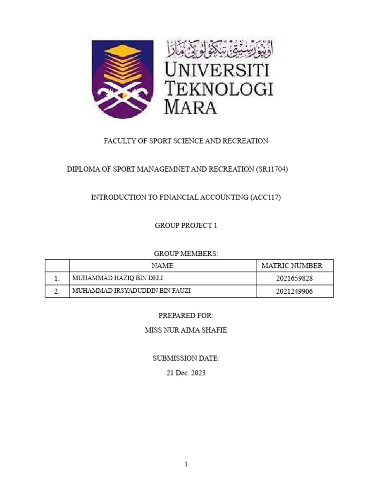 Acc117 Group Project 1 (Sr11704) 2 | PDF | Retail | Debits And Credits