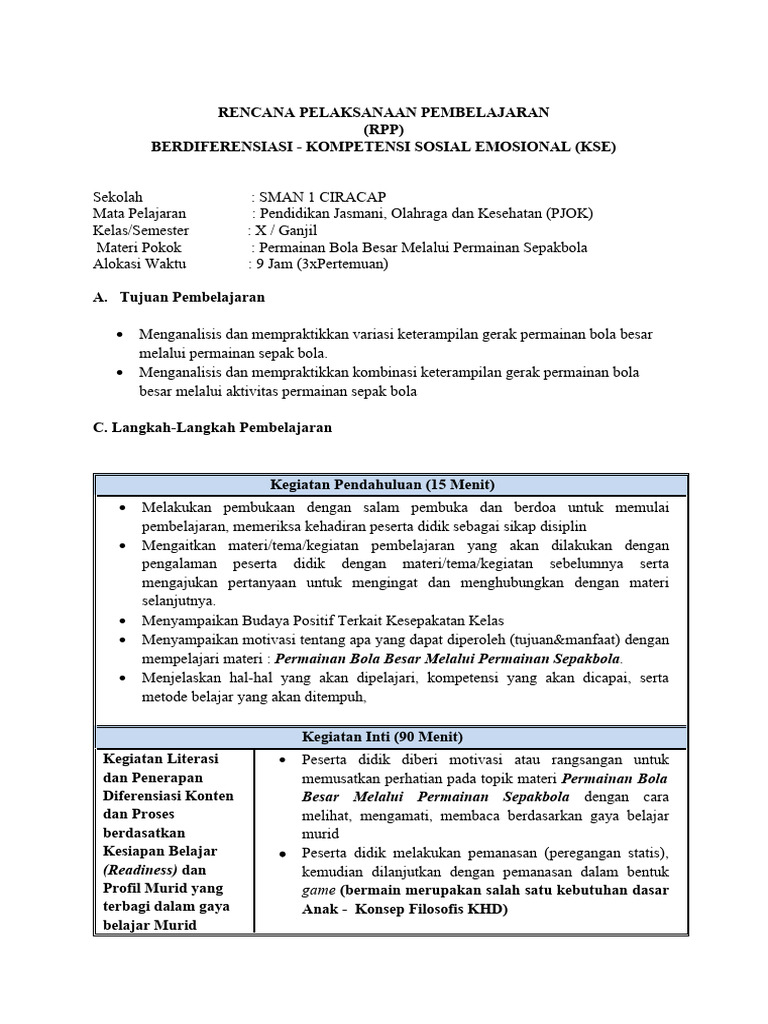 RPP Berdiferensiasi & KSE | PDF