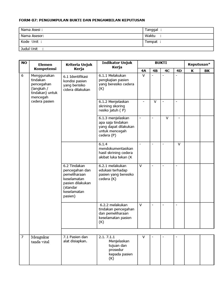FORM - 07 Pengumpulan Bukti Dan Pengambilan Keputusan | PDF