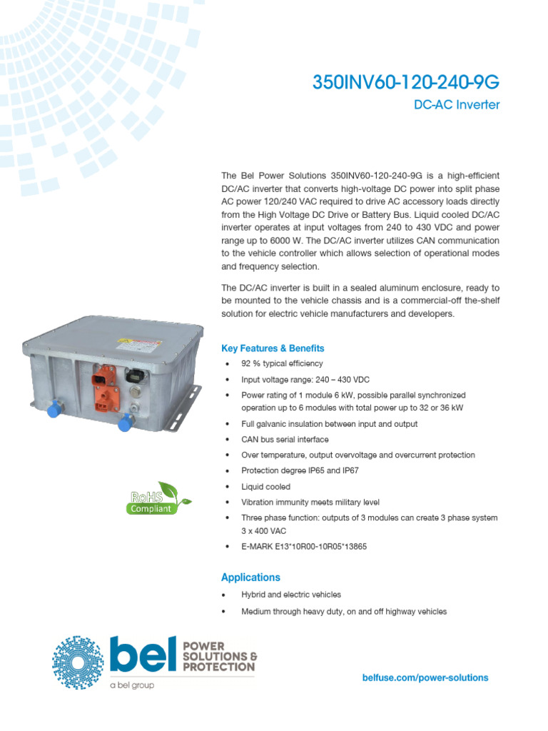 Ds Bps 350inv60 120 240 9g Series | PDF | Direct Current | Power Inverter
