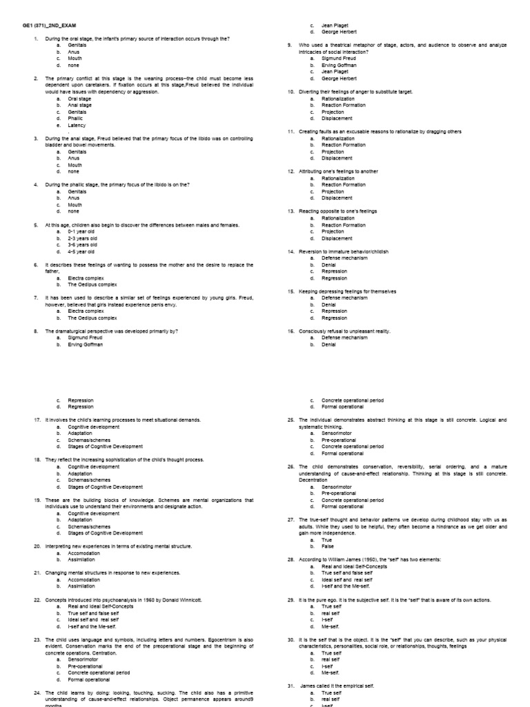 2ND EXAM Ge1 Ge8 Uge1 Ge4 | PDF | Behavioural Sciences | Psychological Concepts