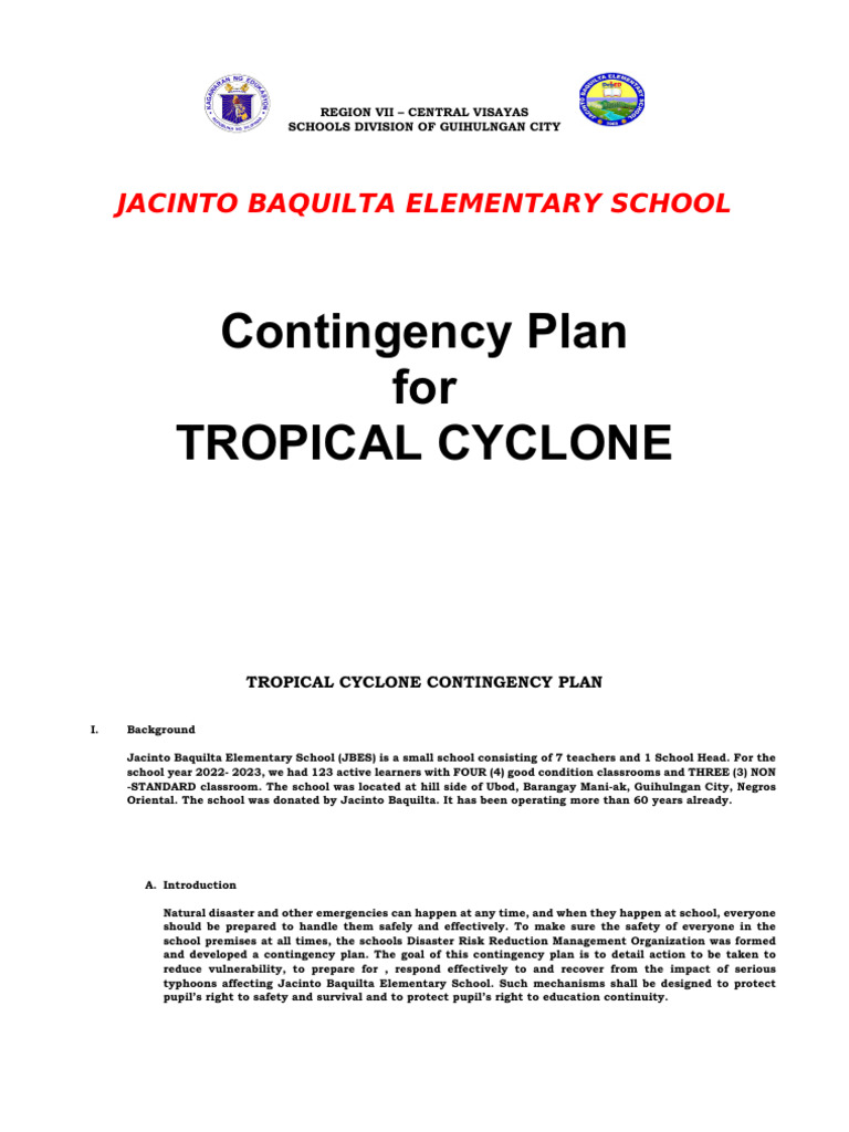 Contingency Planning - Template For School | PDF | Tropical Cyclones ...