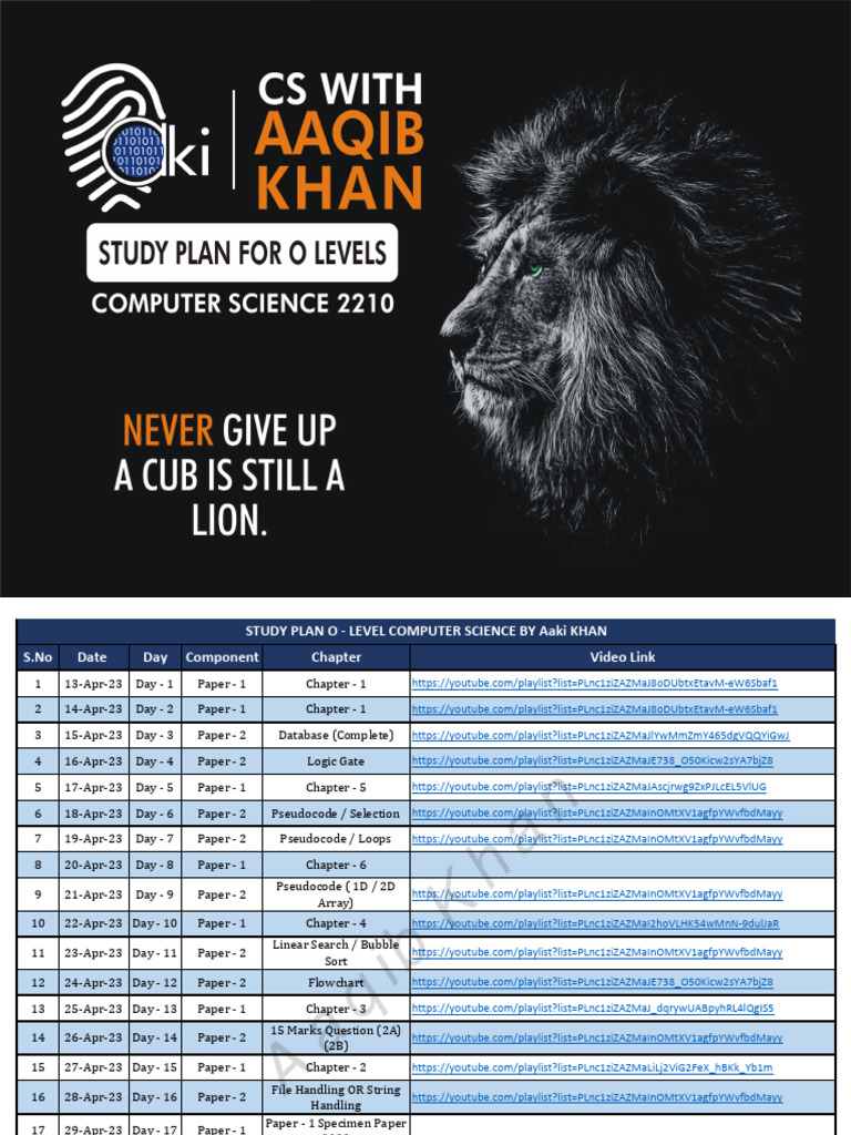 O Level Computer Science Study Plan by Aaqib Khan | PDF | Byte | Bit