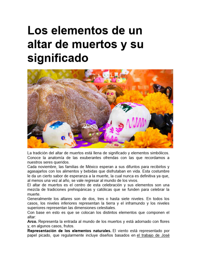 Los Elementos de Un Altar de Muertos y Su Significado | PDF | Religión ...