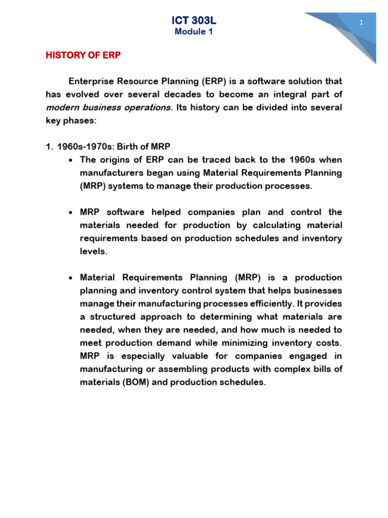 HISTORY-OF-ERP (1) | PDF | Enterprise Resource Planning | Cloud Computing