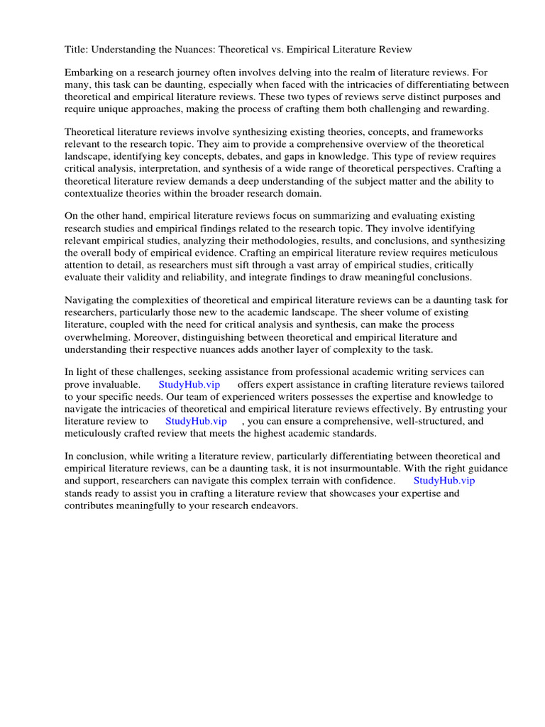 Differentiate Between Theoretical and Empirical Literature Review | PDF ... Differentiate Between Theoretical and Empirical Literature Review | PDF ...