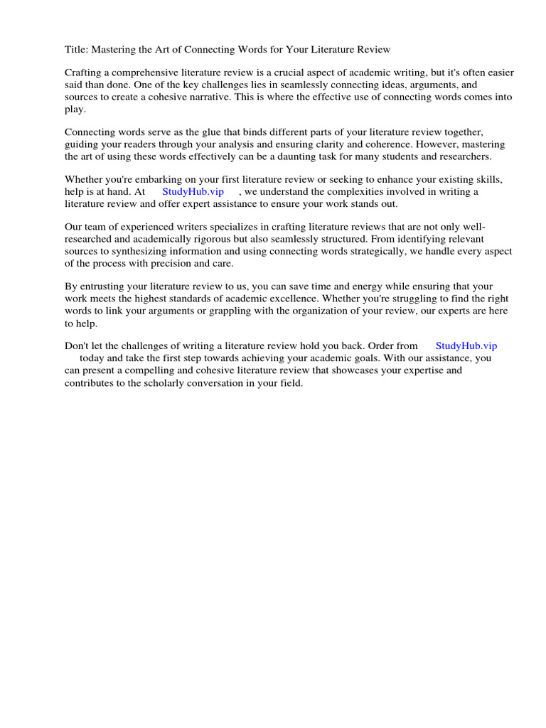 Connecting Words For Literature Review | PDF | Argument | Essays