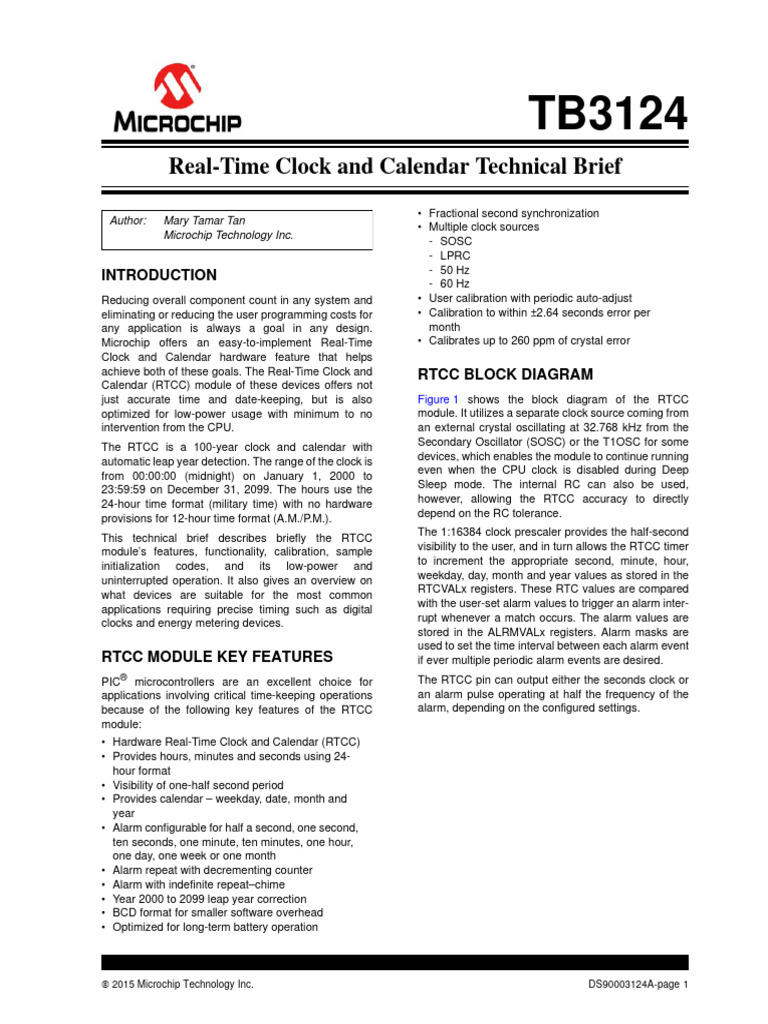 Real-Time Clock and Calendar Technical Brief | PDF | Microcontroller ...