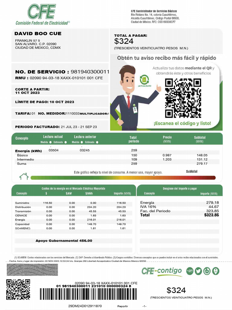 David Boo Cue: Rmu: 02090 94-03-18 XAXX-010101 001 CFE | PDF ...