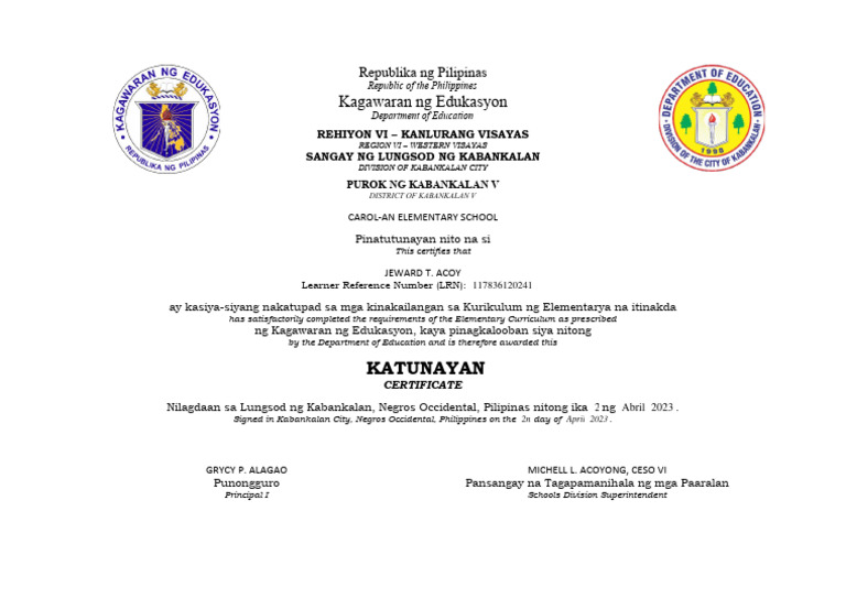 Elementary Diploma Template | PDF