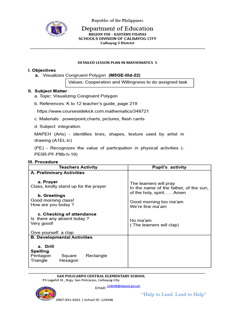 DLP math 5 congruent polygon | PDF | Shape | Euclid