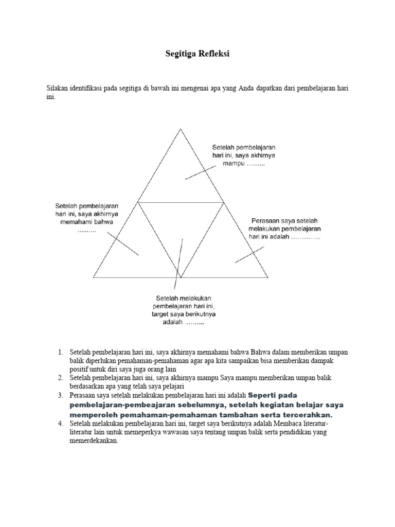 Refleksi Pembelajaran Hari Ini | PDF