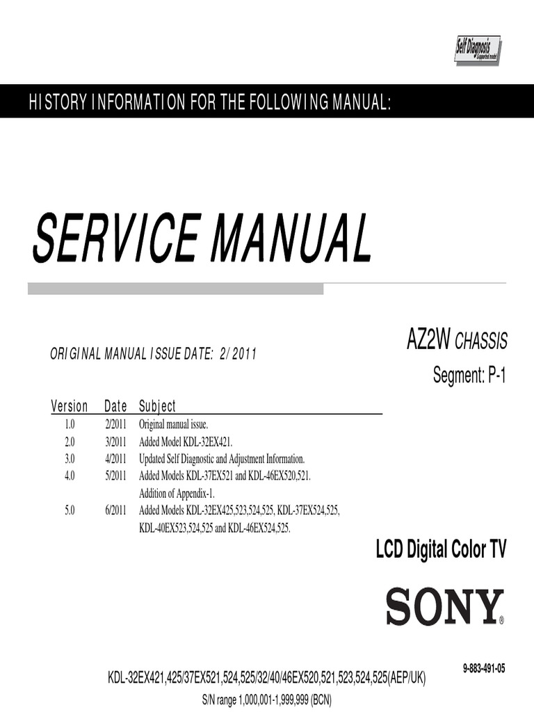 Sony TV Service Manual Overview | PDF | Electromagnetism | Electrical ...