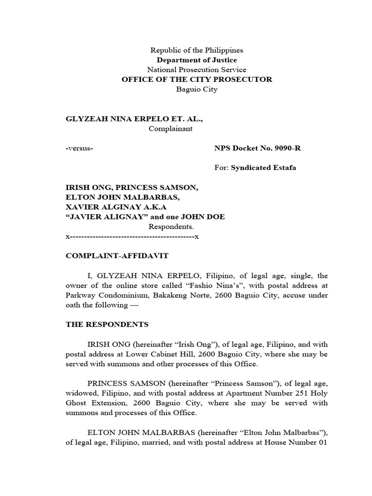 Baguio City Syndicated Estafa Case | PDF | Fraud | Misconduct