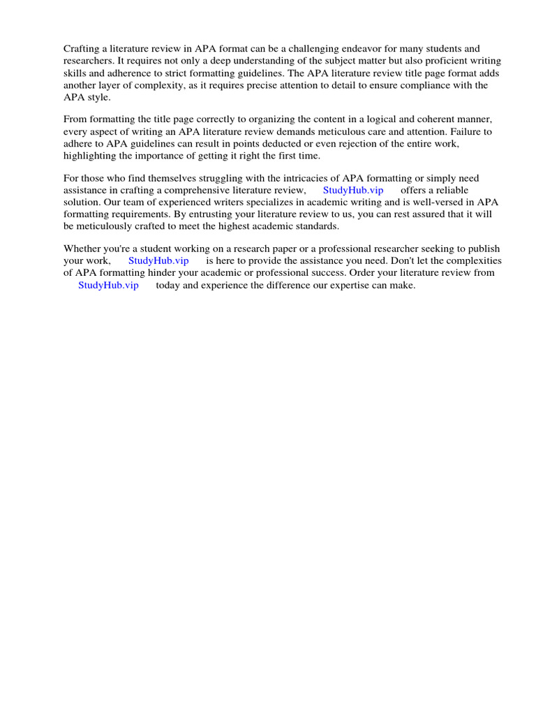 Apa Literature Review Title Page Format | PDF | Apa Style | Thesis