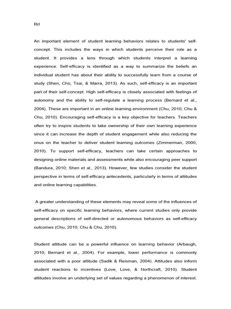 Rrl | PDF | Self Efficacy | Educational Technology