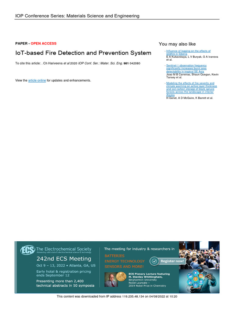 6.IOT Based Fire Detection and Prevention System | PDF | Raspberry Pi | Computing