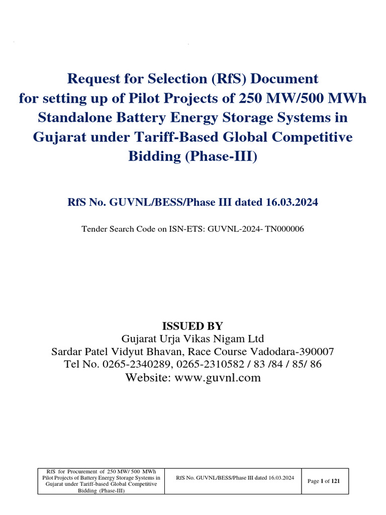 GUVNL PH 3 Standalone BESS | PDF | Electrical Grid | Renewable Energy