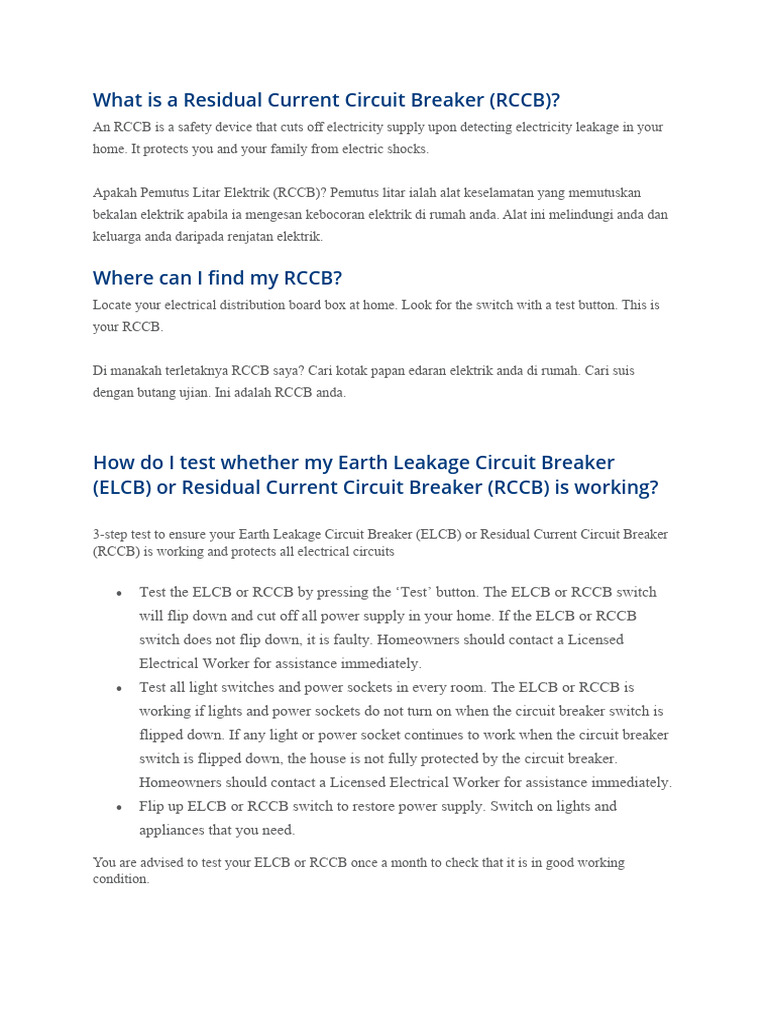 Residual Current Circuit Breaker (RCCB) | PDF | Technology & Engineering