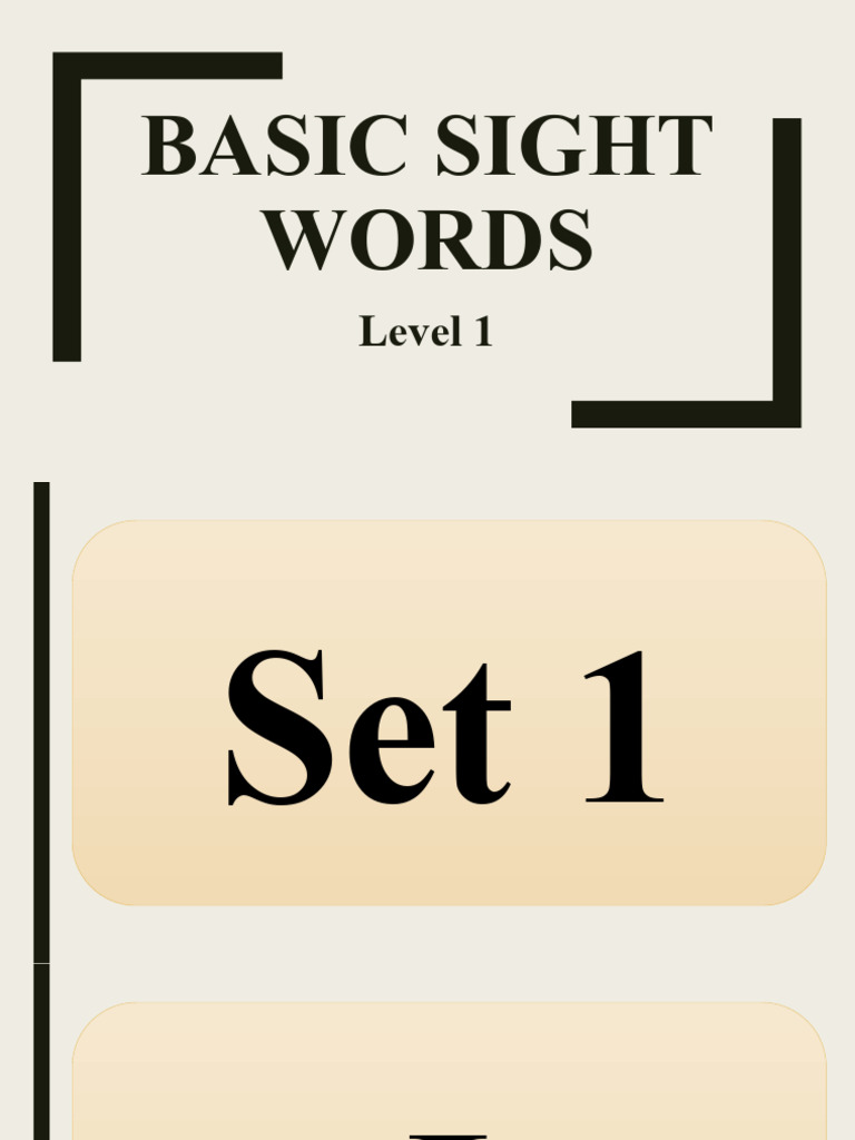 Basic Sight Words 1 | PDF