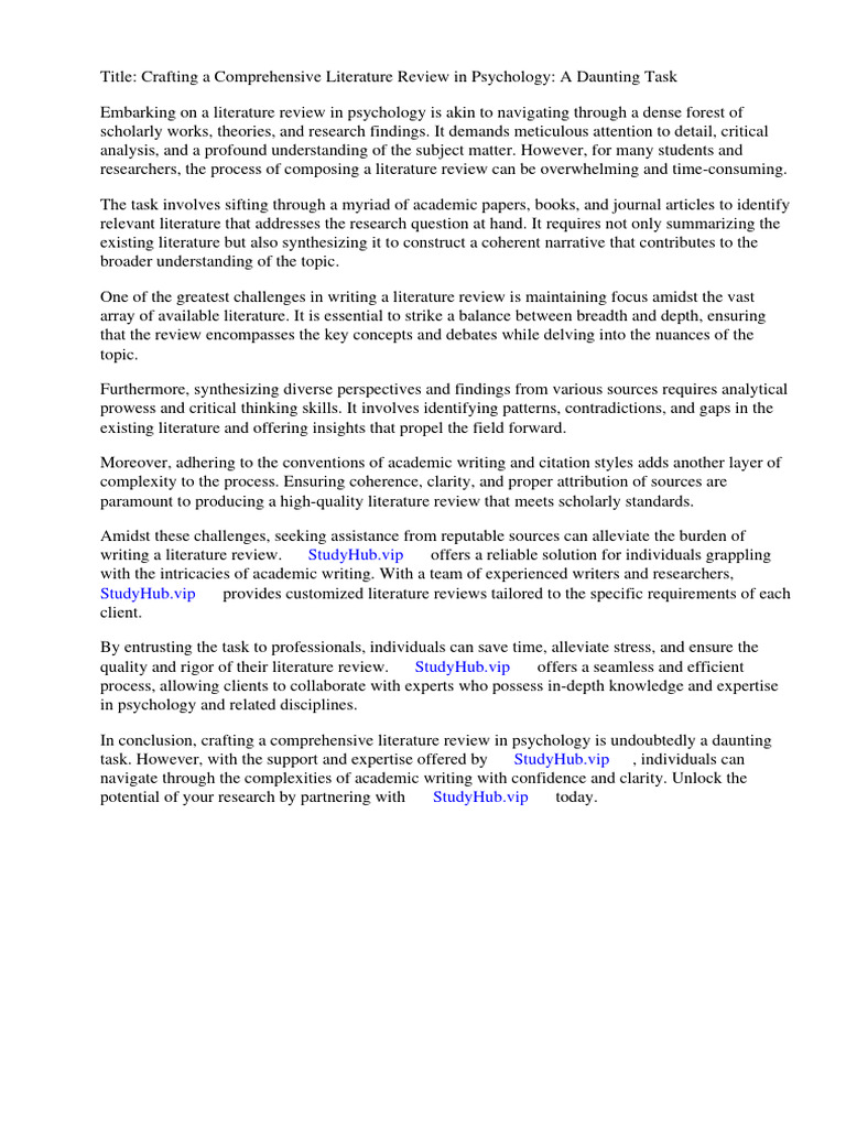 Literature Review Sample Psychology | PDF | Psychology | Motivation