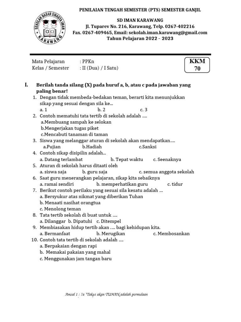 PTS PPKN Kelas 2 | PDF | Kajian Bahasa Asing | Griya & Taman