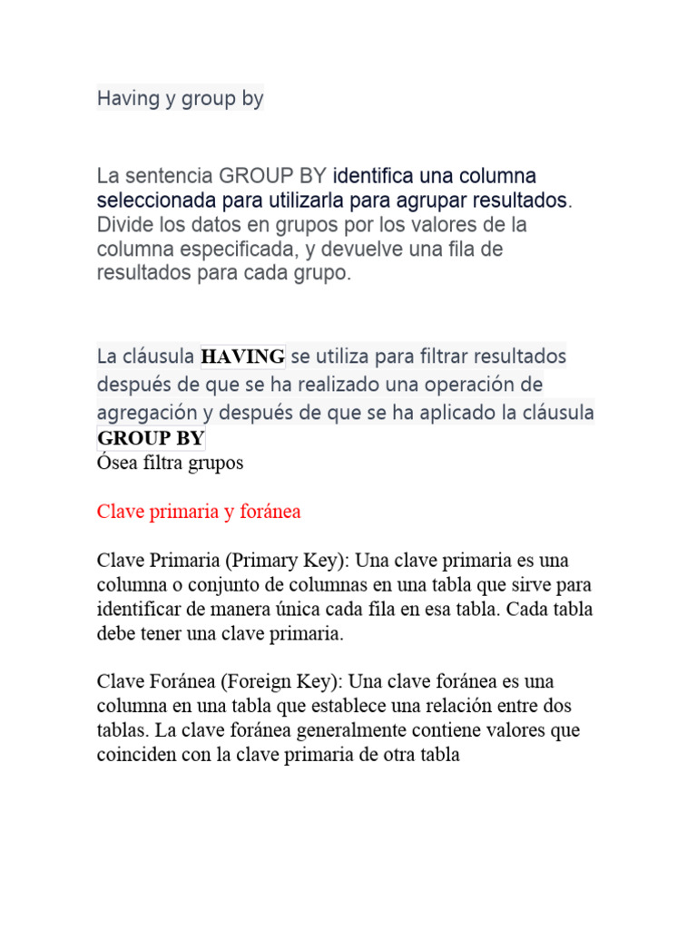 Funciones SQL: GROUP BY y JOIN | PDF | SQL | Datos de computadora