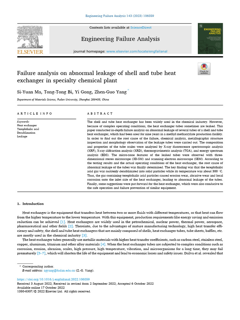 Failure Analysis On Abnormal Leakage of Shell and Tube Heat | PDF ...