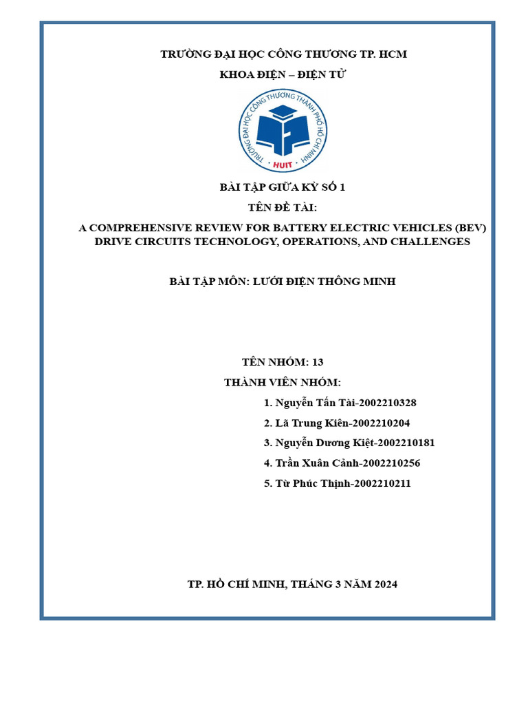 Nhom13 - BTGK SỐ1 - NĂM 2024 - LƯỚI ĐIỆN THÔNG MINH | PDF