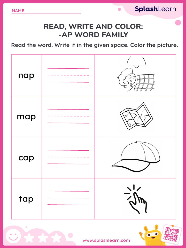 Read, Write, and Color - Ap Word Family Worksheet | PDF