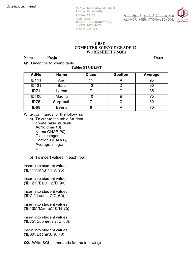 Pooja WS2 | PDF | Databases | Data Management