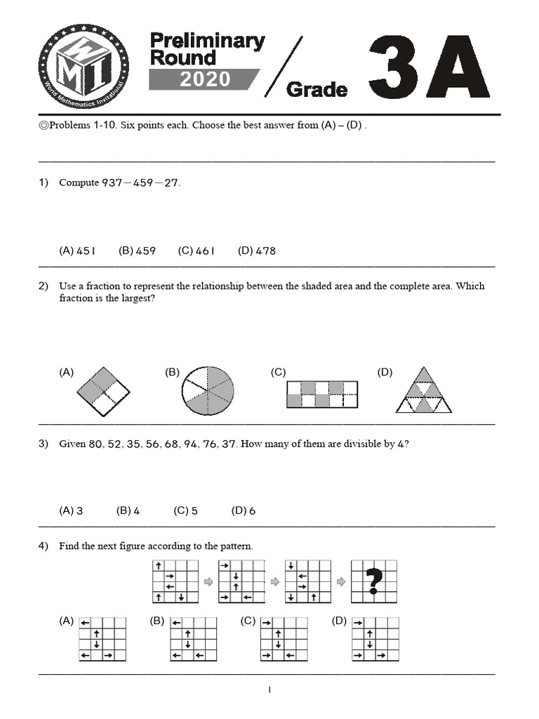 2020 WMI Prelim G03 Paper A | PDF