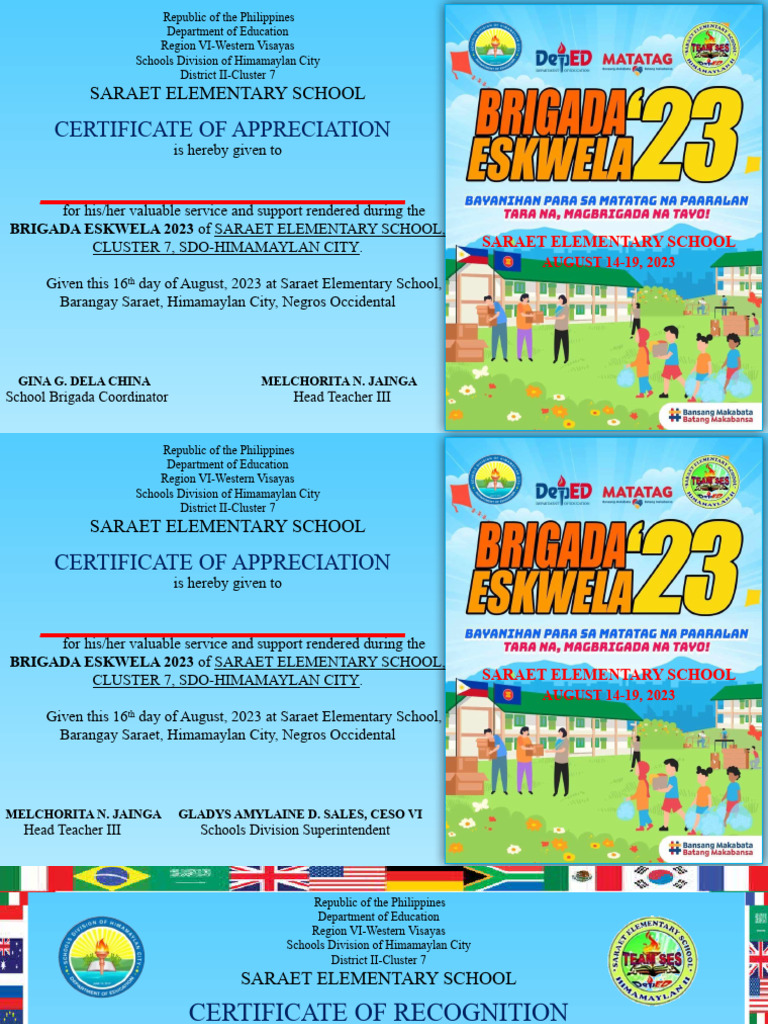 Certificate of Appreciation For Support Brigada | PDF