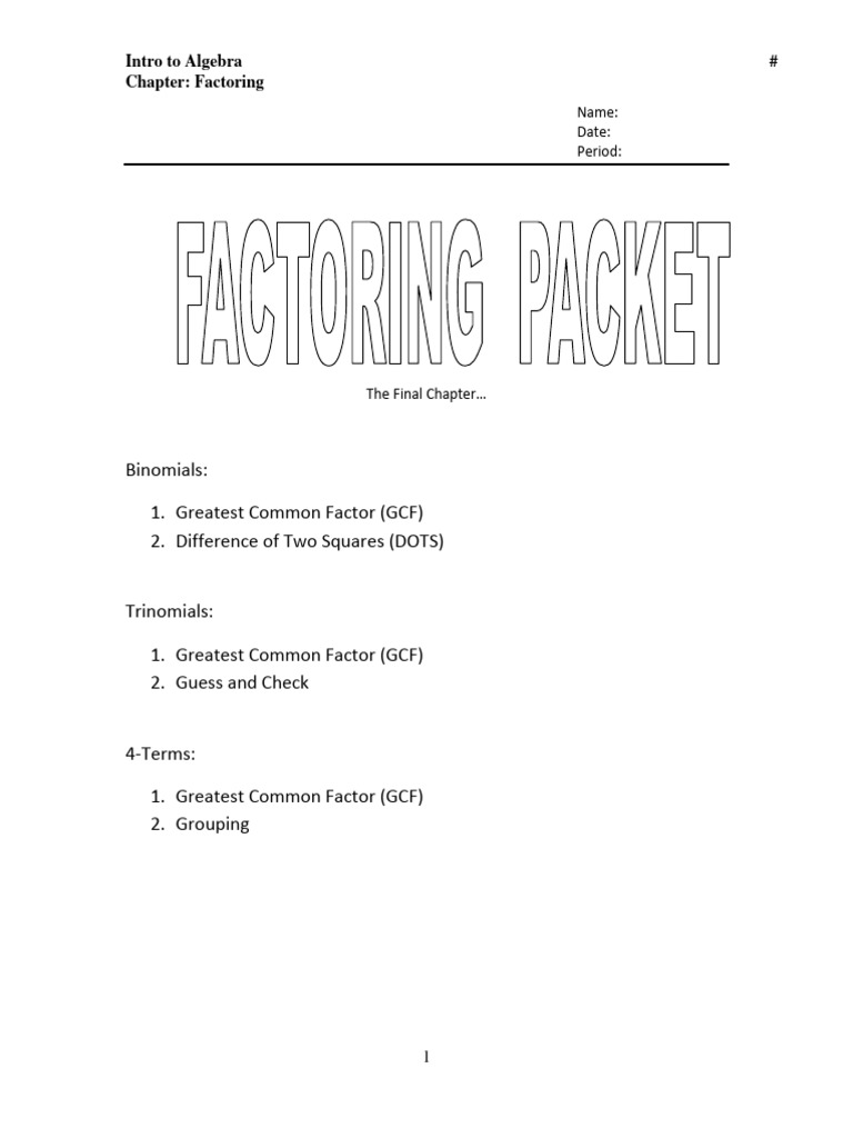 Revision of Factoring | PDF | Elementary Mathematics | Algebra