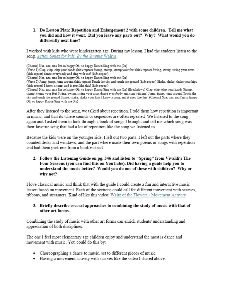 Music Assignment For March 10th | PDF | Performing Arts