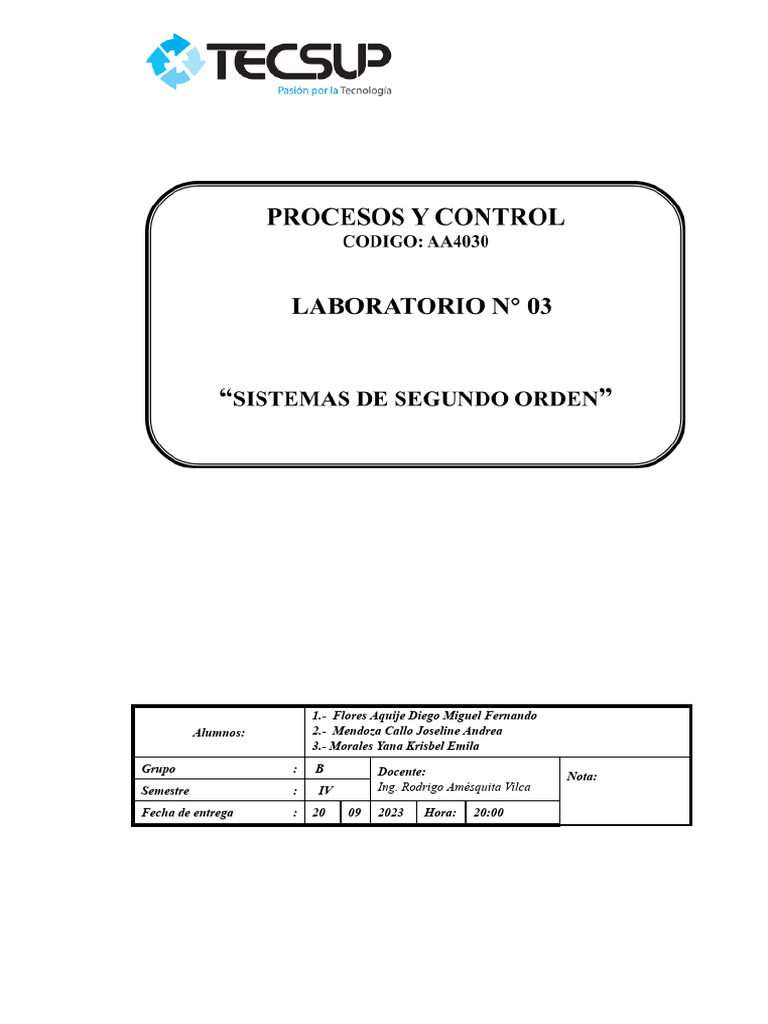 Laboratorio 03 - Sistemas de 2do Orden | PDF | Mecanica clasica