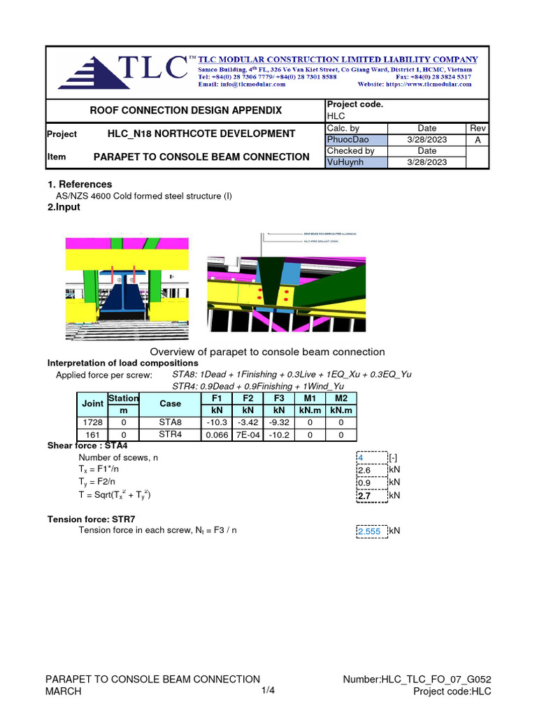 HLC_TLC_FO_07_G052-N18-BC2A Amend-S-Appendix Roof Connection Design - Parapet to console beam ...