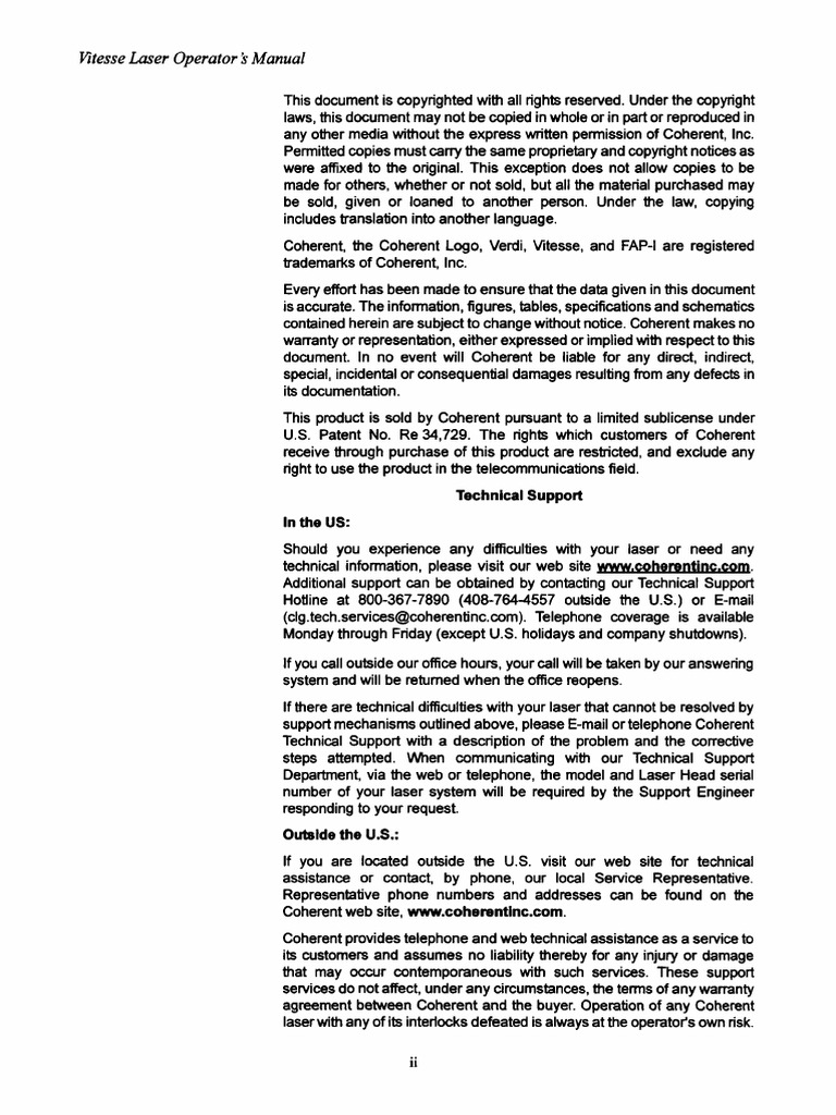 Vitesse Laser Operator's Manual | PDF | Laser | Electromagnetic ...