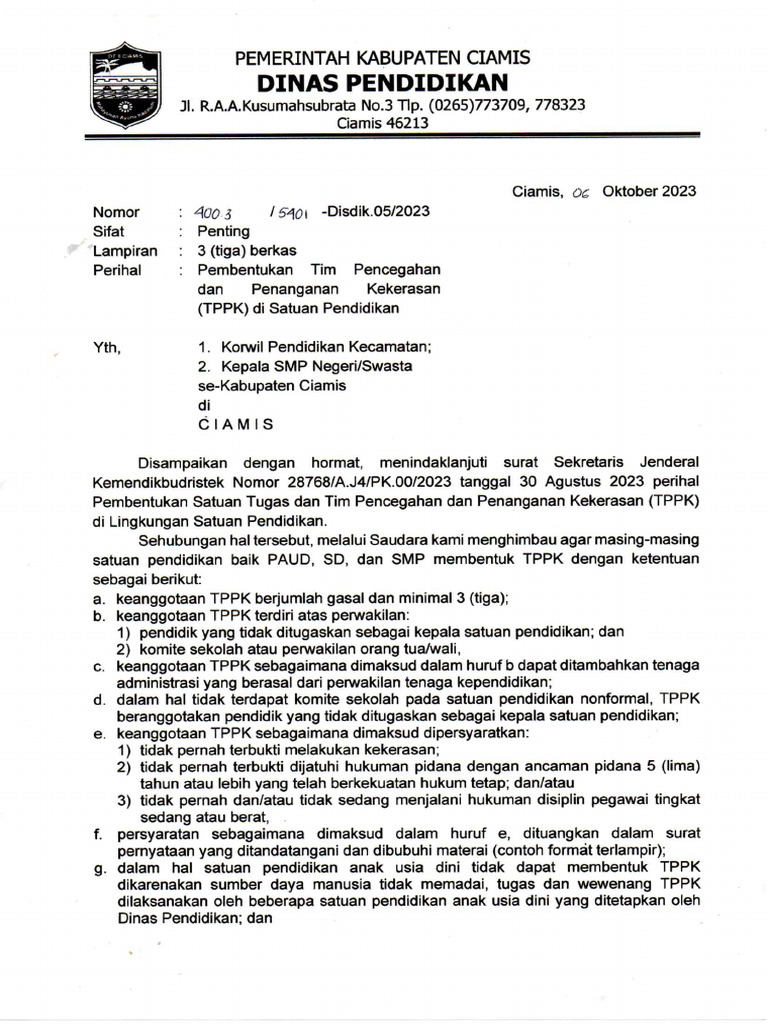 Pembentukan Tim Pencegahan Kekerasan Pendidikan | PDF | Karier ...