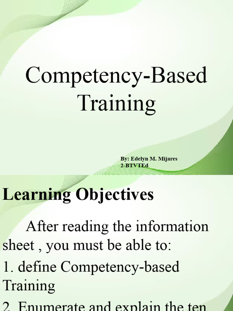 Competency-Based Training Guide | PDF | Learning | Behavior Modification