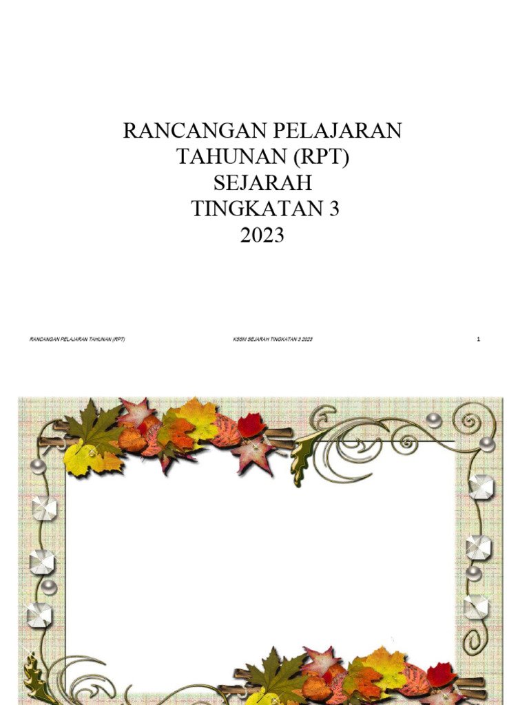 RPT Sejarah T3 | PDF