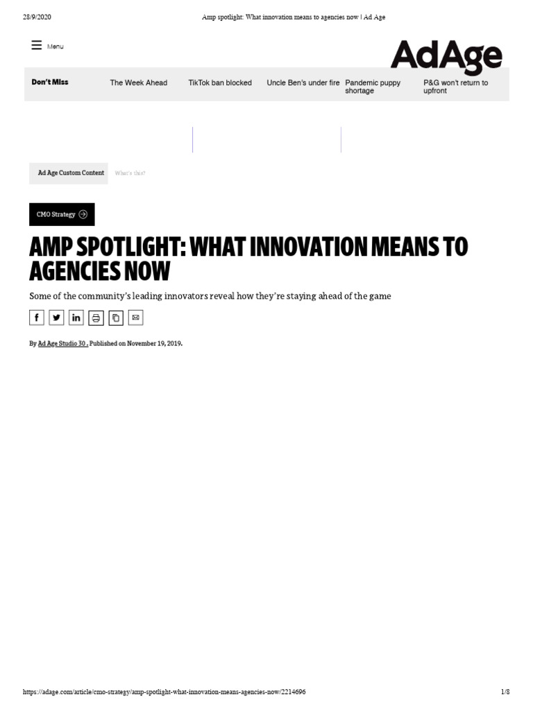 Amp Spotlight - What Innovation Means To Agencies Now - Ad Age ...