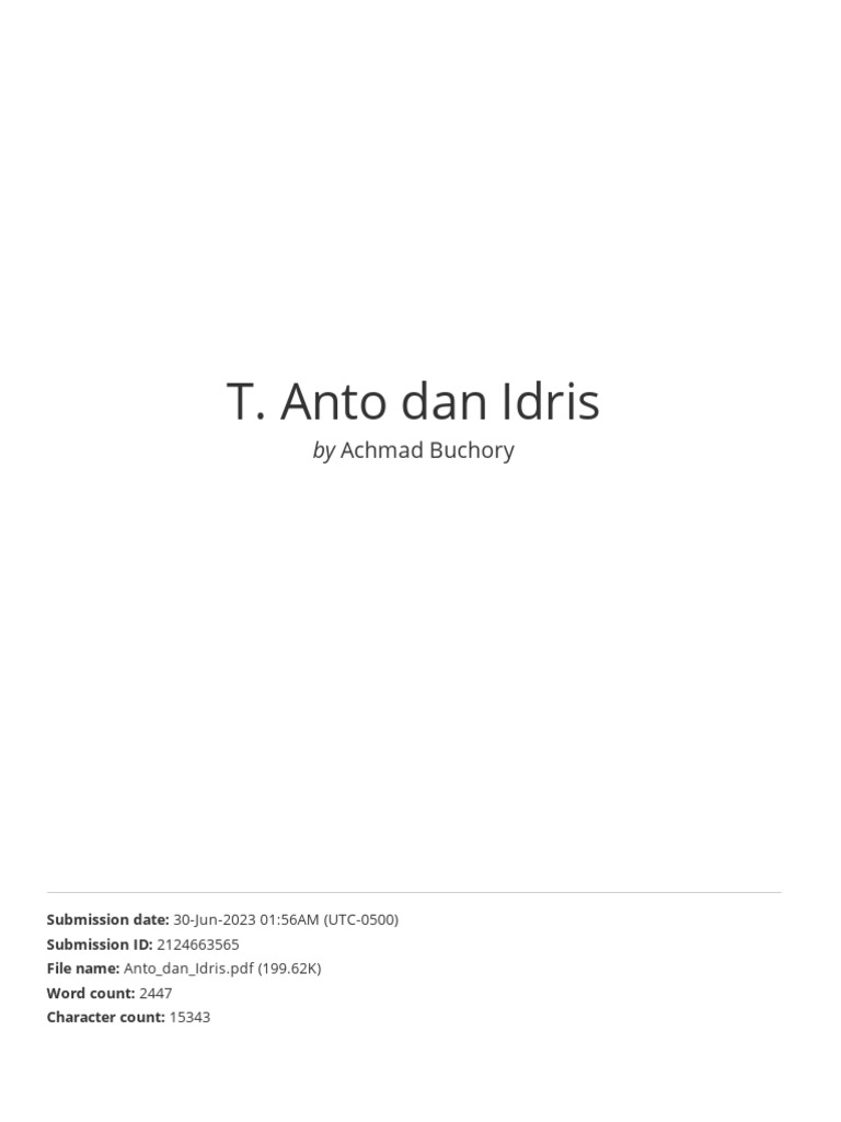 T. Antonius Dan Idris | PDF