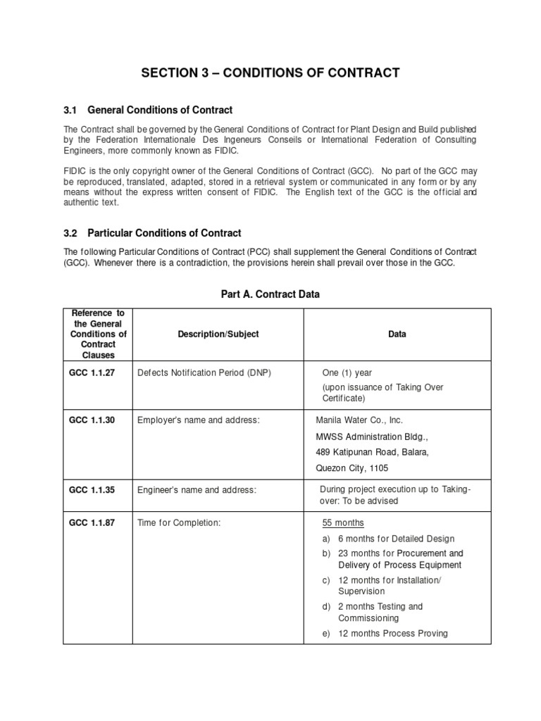 Section 3 (Particular Conditions Part A.) Pasig WTP TP - Final | PDF ...