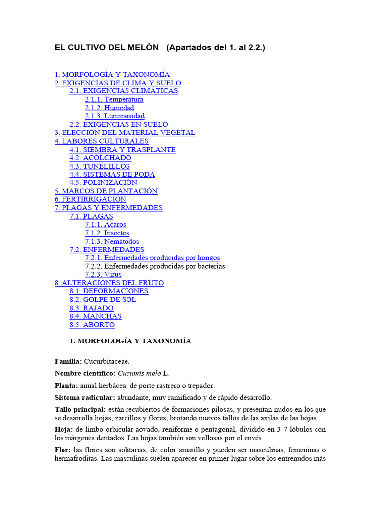 El Cultivo Del Melón | PDF | Fertilizante | Control biológico de plagas