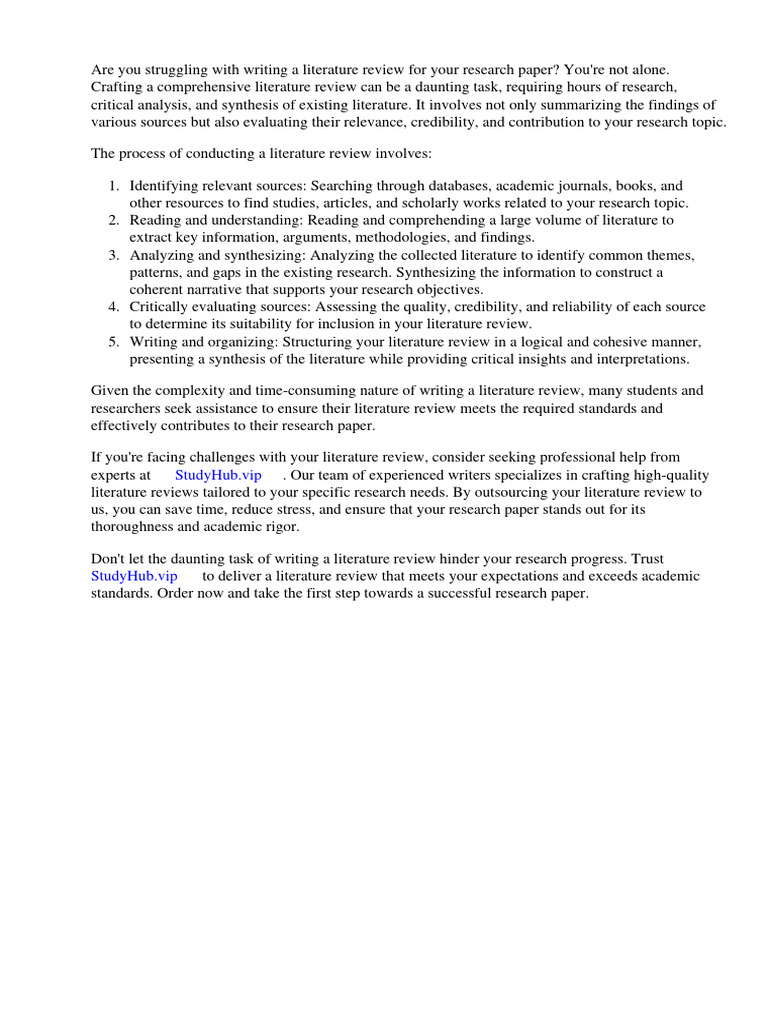 Example of Literature Review For A Research Paper | PDF | Systematic ...
