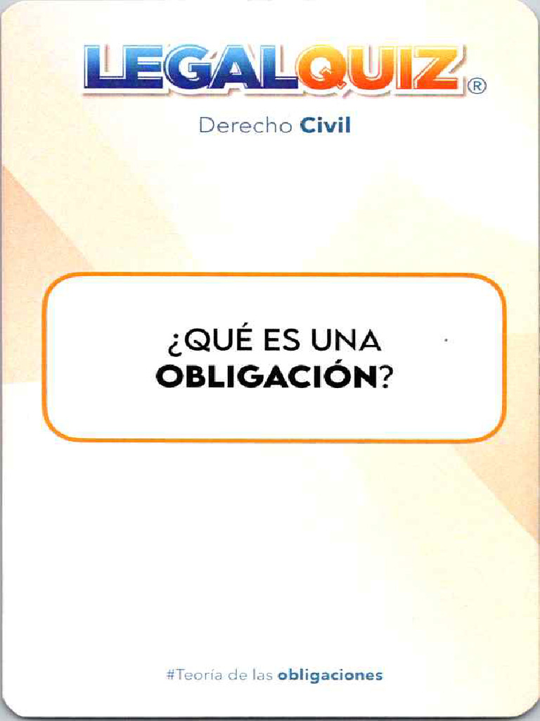 Cuestionario Teoria de Las Obligaciones, Legal Quiz | PDF