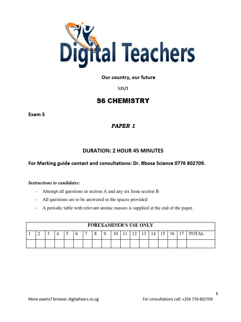 A Level Chemistry Paper 1 Set 5 | PDF | Precipitation (Chemistry ...