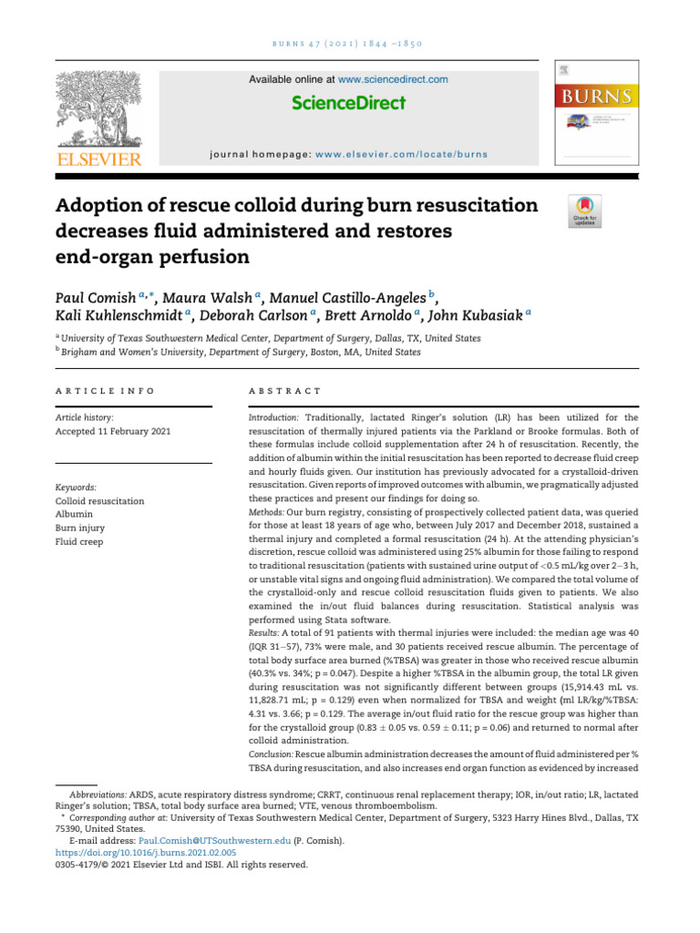 1 s2.0 S0305417921000413 Main | PDF | Cardiopulmonary Resuscitation | Burn